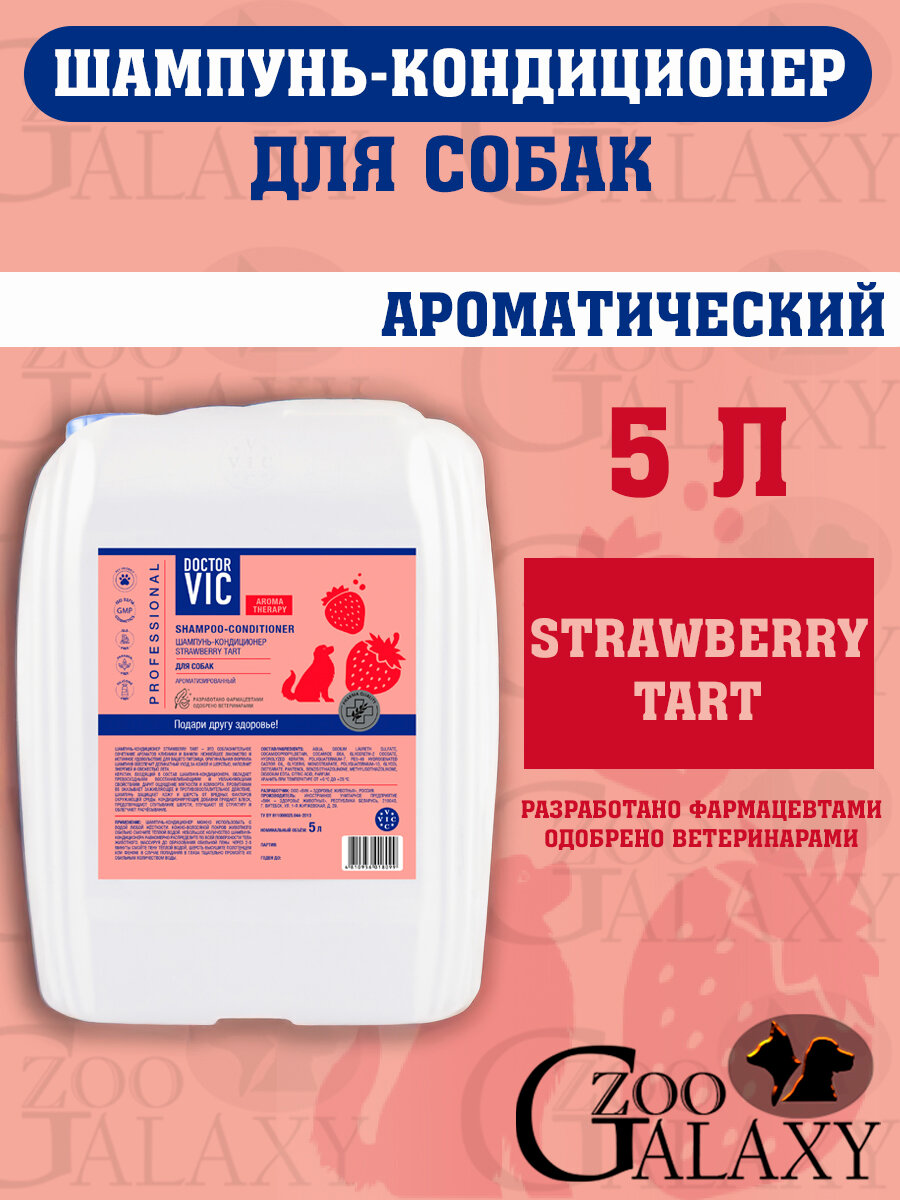 DOCTOR VIC Шампунь-кондиционер для собак, "Strawberry tart" 5 л