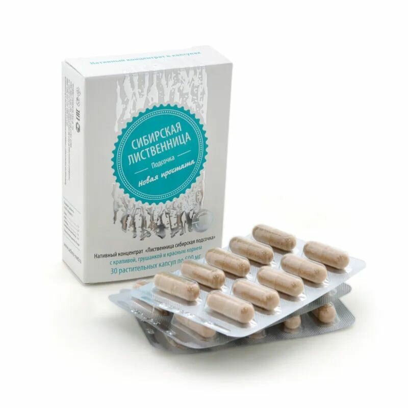 Лиственница сибирская подсочка Новая простата с крапивой, грушанкой и красным корнем, капсулы 30 шт. При аденоме предстательной железы, простатите, боли при мочеиспускании