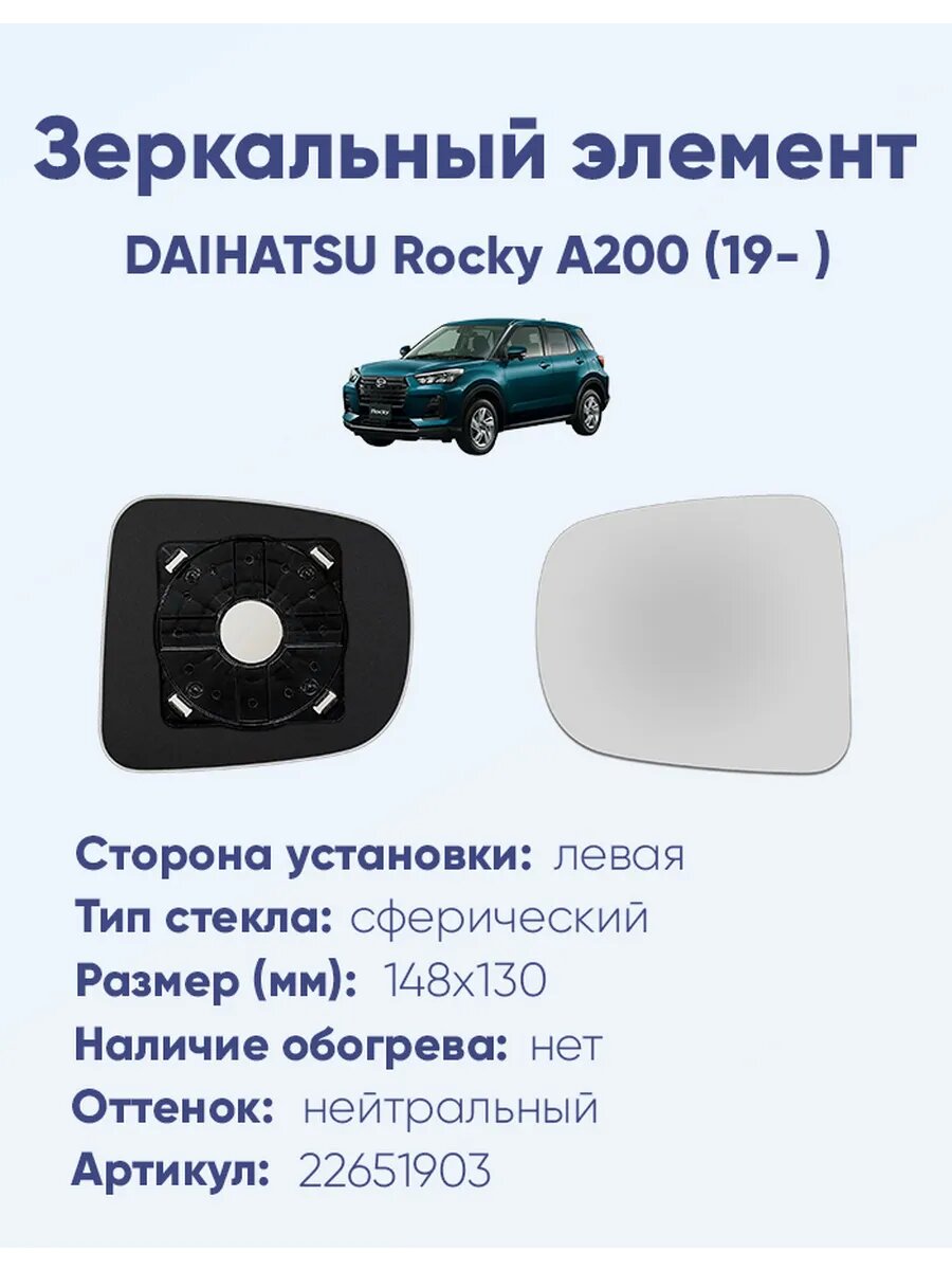 Зеркальный элемент левый DAIHATSU Rocky А200 (19- )A22651903