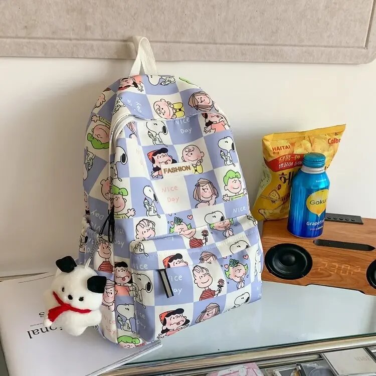 Рюкзак Snoopy для девочек и студентов, модная нейлоновая дорожная сумка для хранения и покупок с милым мультяшным рисунком, Подарочный школьный портфель для подростков, Snoopy Blue, Унисекс