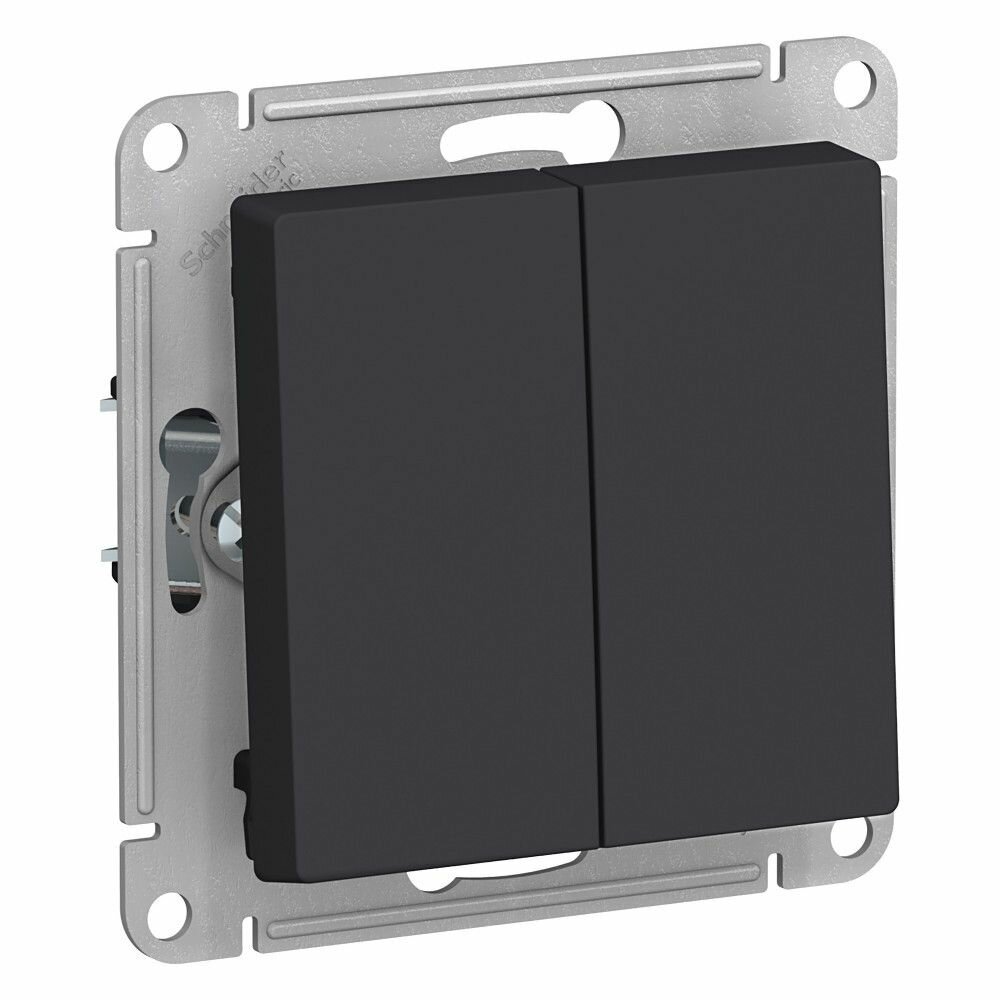Выключатель двухклавишный Systeme Electric Atlasdesign схема 5 10АХ механизм карбон