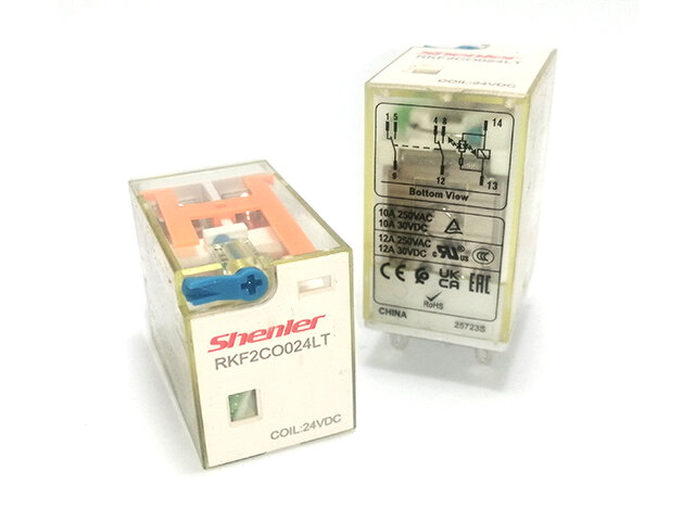 RKF2CO024LT Реле 2CO, 12A(250VAC/30VDC), 24VDC, мех. индикация, тест-кнопка с блокировкой, LED (аналог RXM2AB1BD)