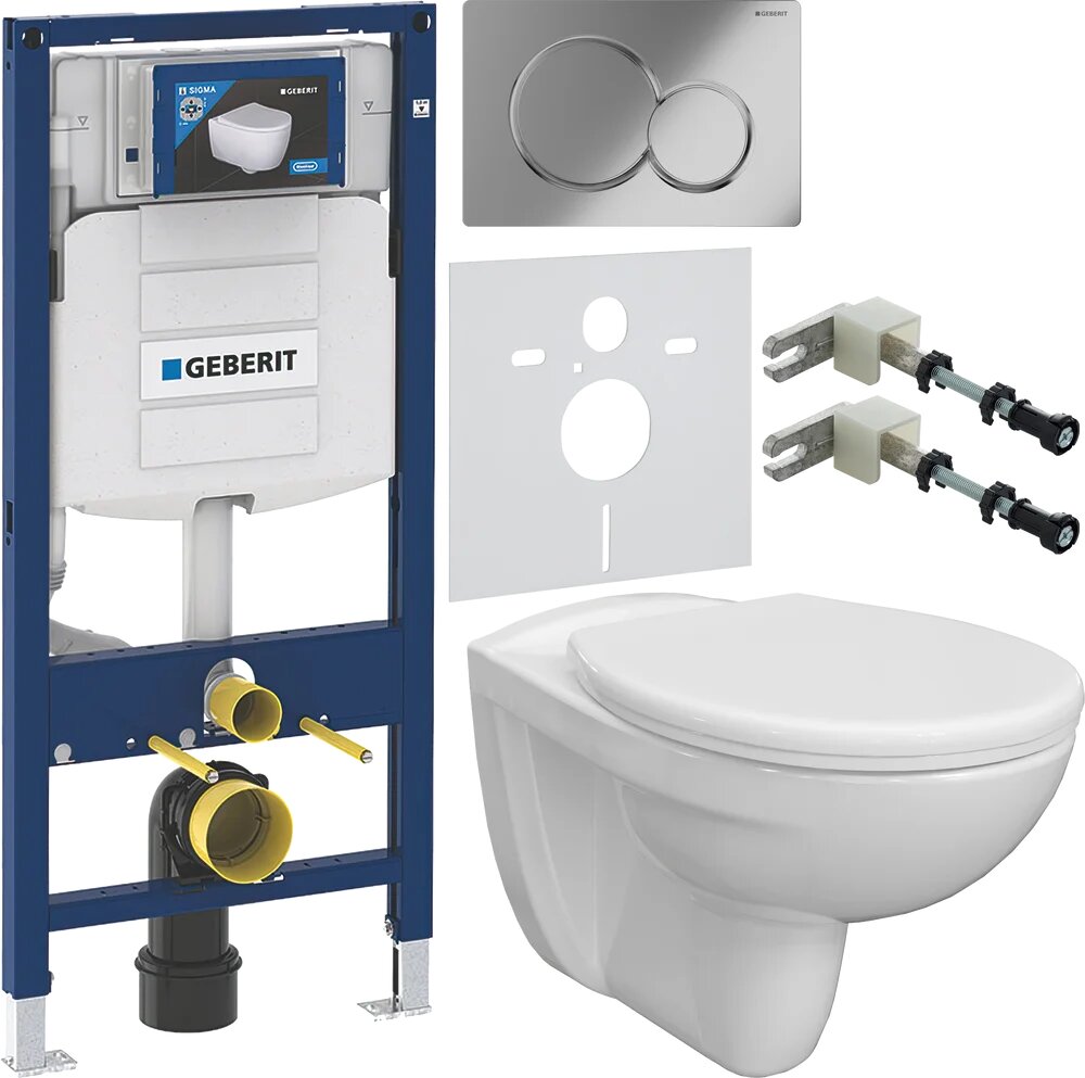 Комплект Унитаз подвесной DIWO Анапа безободковый / Крышка 804-003-701 термопласт / Инсталляция Geberit Duofix UP 320 111.300.00.5, Кнопка Sigma 01 115.770.21.5 хром, Шумоизоляция, Крепления