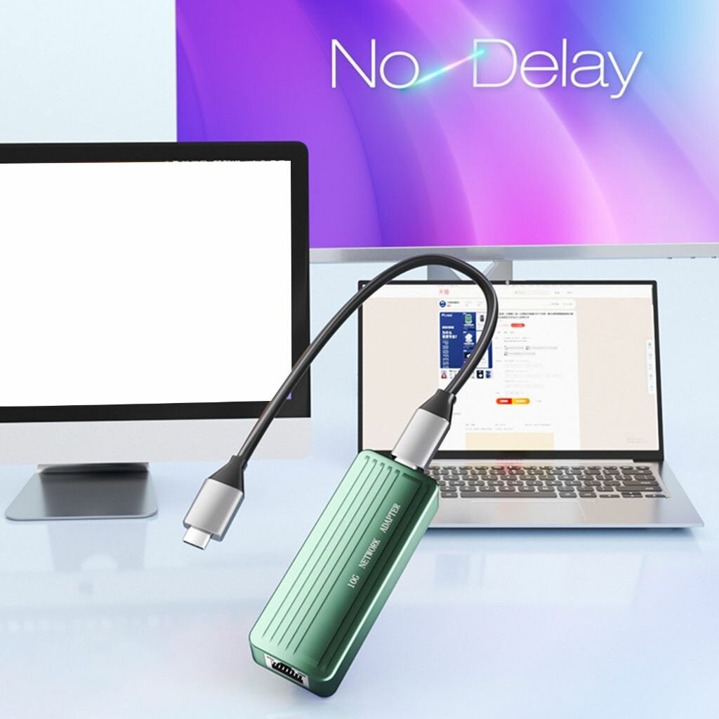 Высокоскоростной гигабитный преобразователь typec 10 gigabit rj45 на 10000 М с проводным подключением-Gigabit