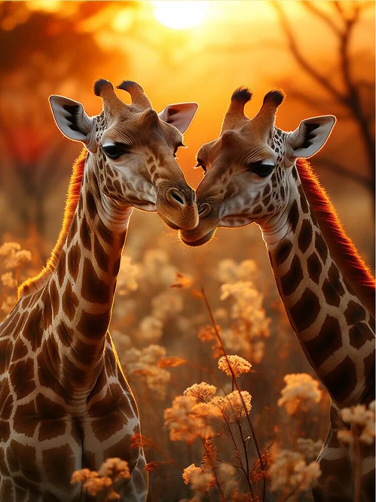 Алмазная живопись FANQING Жираф 40x50cm round, HUA2778