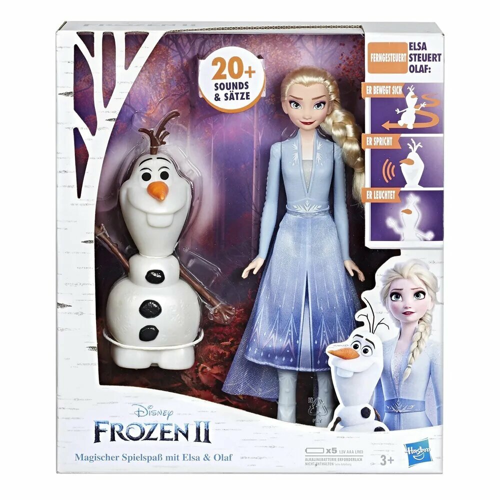 Hasbro Disney Frozen 2 Talk and Glow Olaf and Elsa Dolls Замороженный Дисней Набор интерактивных кукол с дистанционным управлением, Может говорить, Подходит для детей старше 3 лет