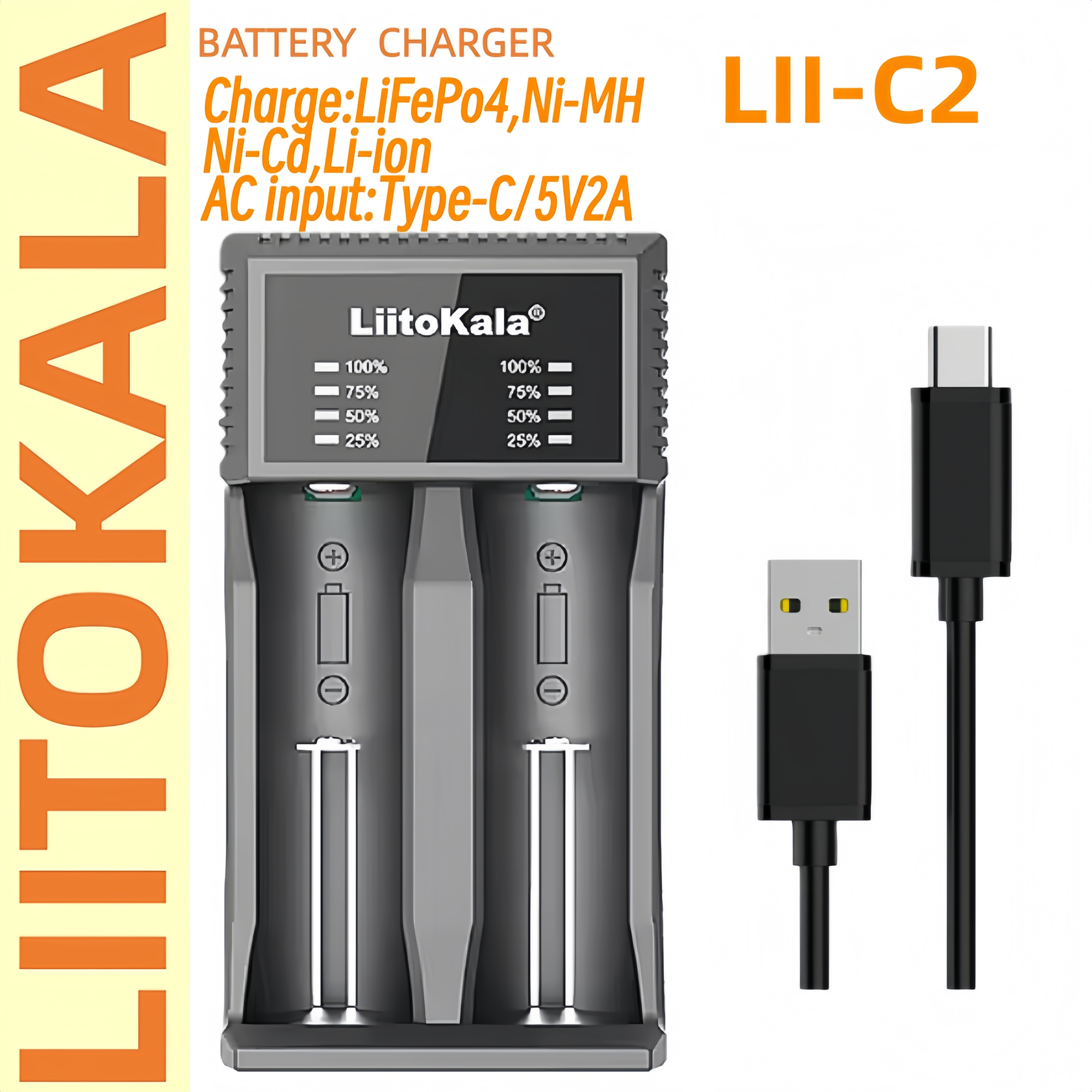 Зарядное устройство LiitoKala Lii-C2, для Ni-MH/Ni-Cd/Li-Ion/LiFePO4/IMR аккумуляторов
