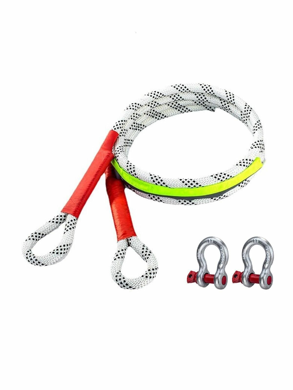 Трос буксировочный, Трос для прицепа автомобилей, тяговый трос бездорожья, аварийно-спасательный -3 метра, средний американский крюк весом 10 тонн