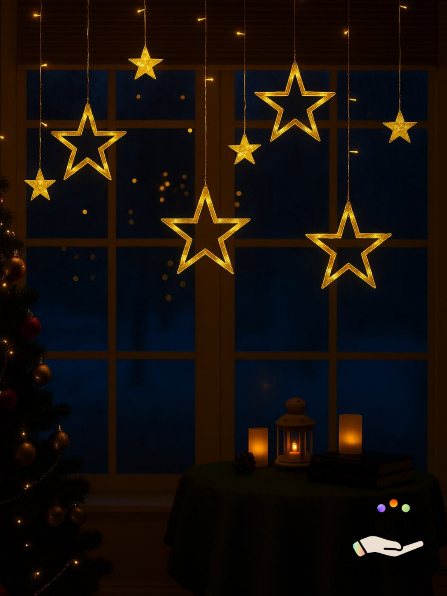 Светодиодная гирлянда занавес "Звезды", 3х1 метр, 8 режимов, желтый