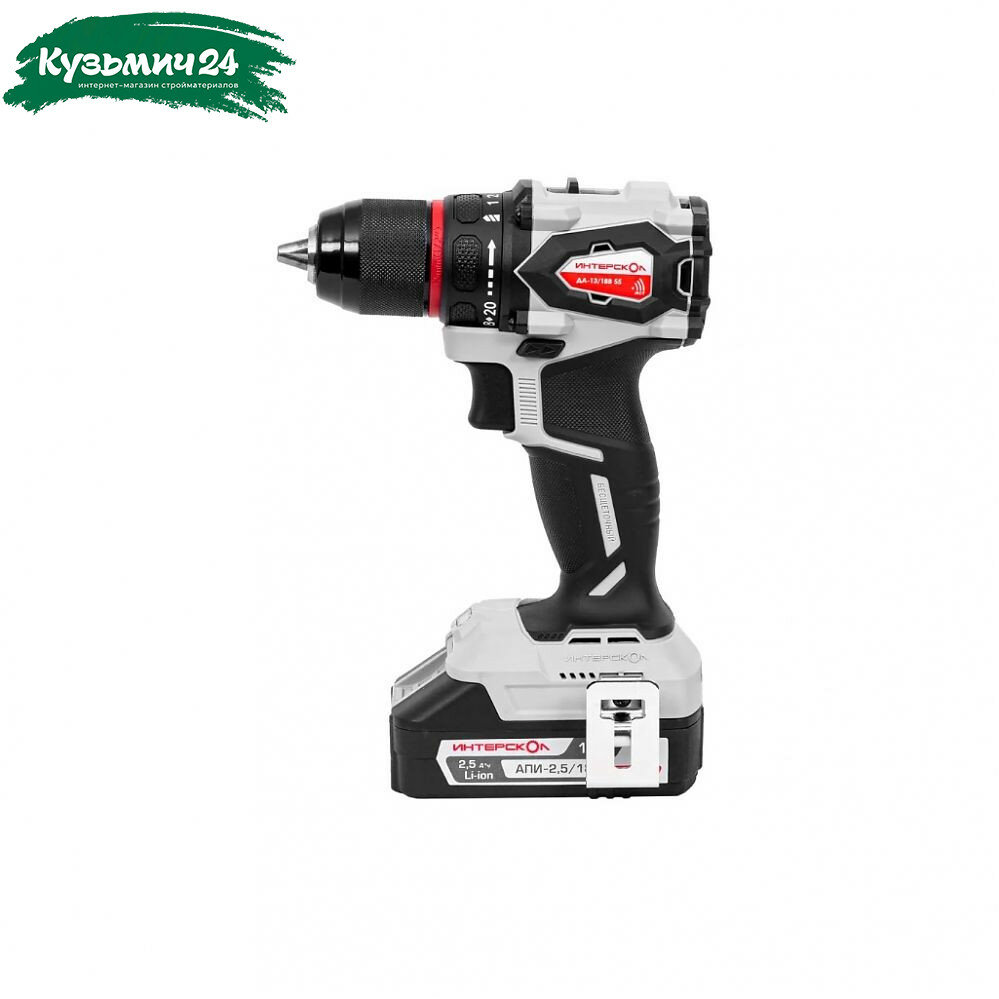 Дрель-шуруповерт аккумуляторная Интерскол ДА-13/18В 55, бесщеточная, 2 аккумулятора 2.5 Ah, зарядное устройство