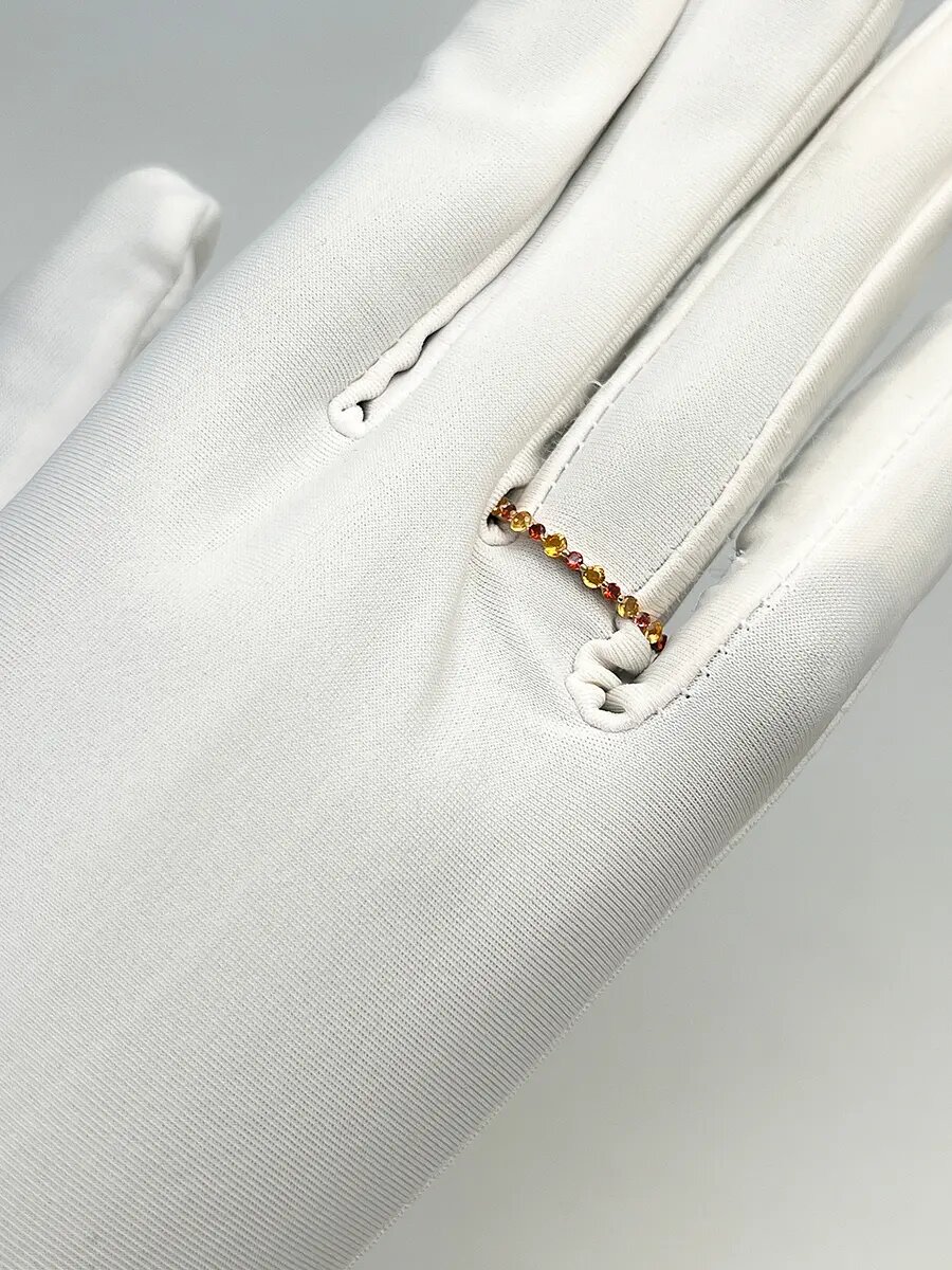 Кольцо дорожка, красное золото, 375 проба, гранат, цитрин