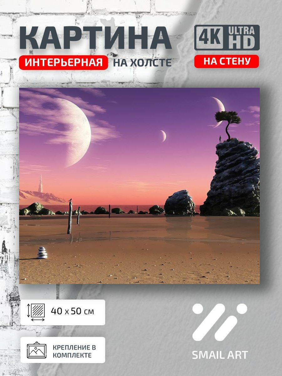 Картина на холсте интерьерная 40 на 50 на стену Планетыпр Space для кабинета космос декор