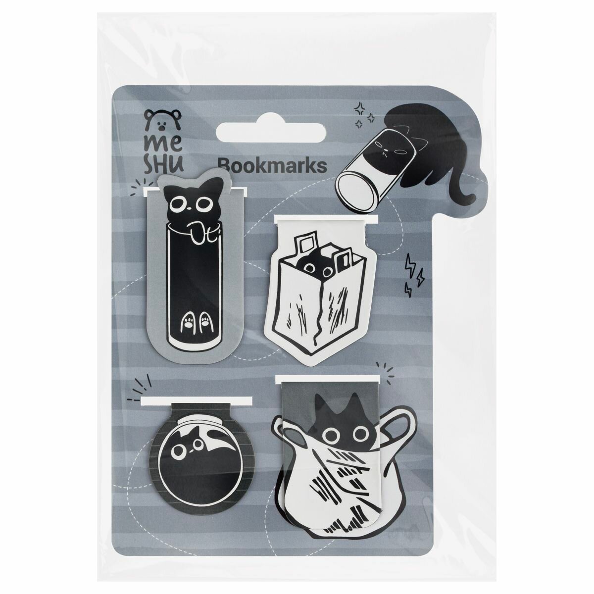 Набор магнитных закладок Meshu Meow Sy, для книг, soft touch, 4 шт