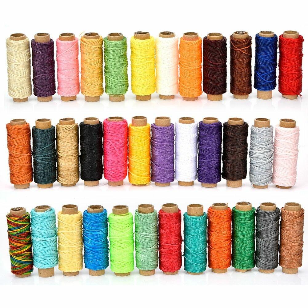 Нитки для шитья кожи, вощеные, 36 цветов, 150D, нить для ручного шитья, для изделий из кожи, 50 метров в рулоне, прочные, долговечные