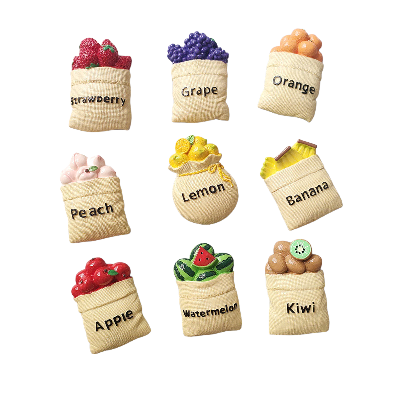 9 шт. 3D-магниты на холодильник из смолы с фруктовыми пакетами, реалистичные магниты на холодильник с фруктами в пакетах, милые магниты на холодильник с фруктами для кухни, офиса, шкафчика, домашнего декора