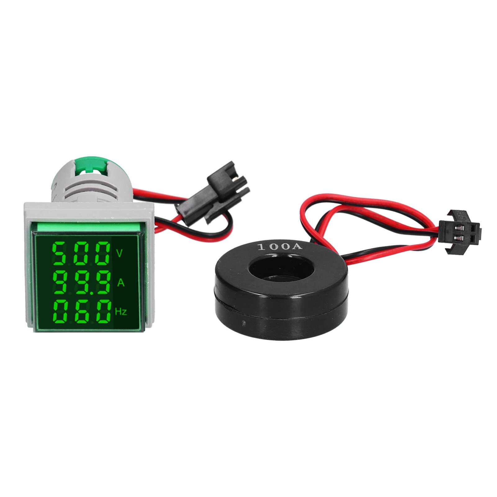 Цифровой светодиодный индикатор, квадратный, с тремя дисплеями, 60-500 В переменного тока, 0-100 А, ST17VAH, зеленый