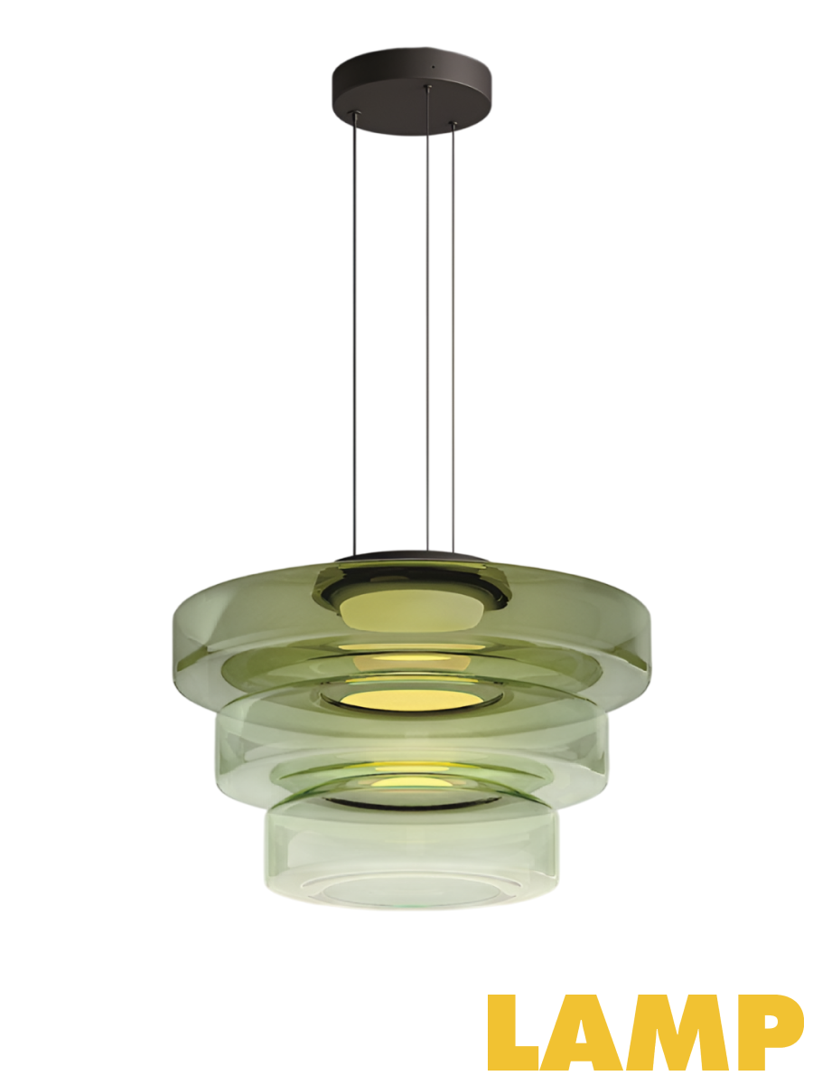 Люстра потолочная, зелёная, тройная, стиль минимализм, LED, площадь освещения 10м², мощность 70Вт