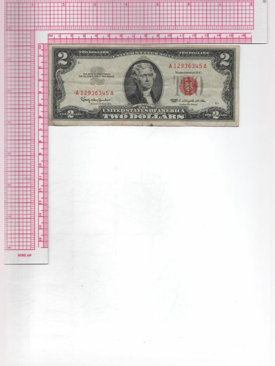 Купюра США 2 доллара 1963 год США . Оригинал . хорошая сохранность.