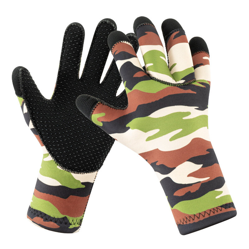 Камуфляжные 3мм перчатки для плавания и дайвинга для мужчин, противоскользящие, износостойкие, с защитой пальцев от царапин, теплые, защищающие от холода, перчатки для снорклинга для женщин