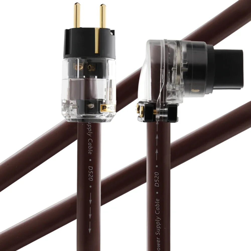 Кабель питания Preffair D520+P029 золотой 90 градусов для аудиоустройств EU version 90female, 0.5 m