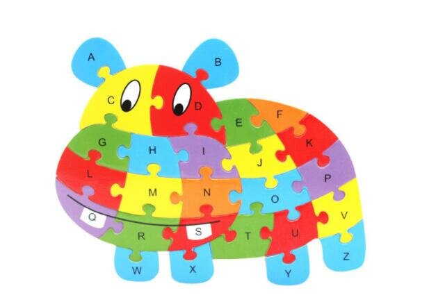 1pc английское письмо животное головоломка мультфильм дети английский Развитие головоломка игрушка (красочный)