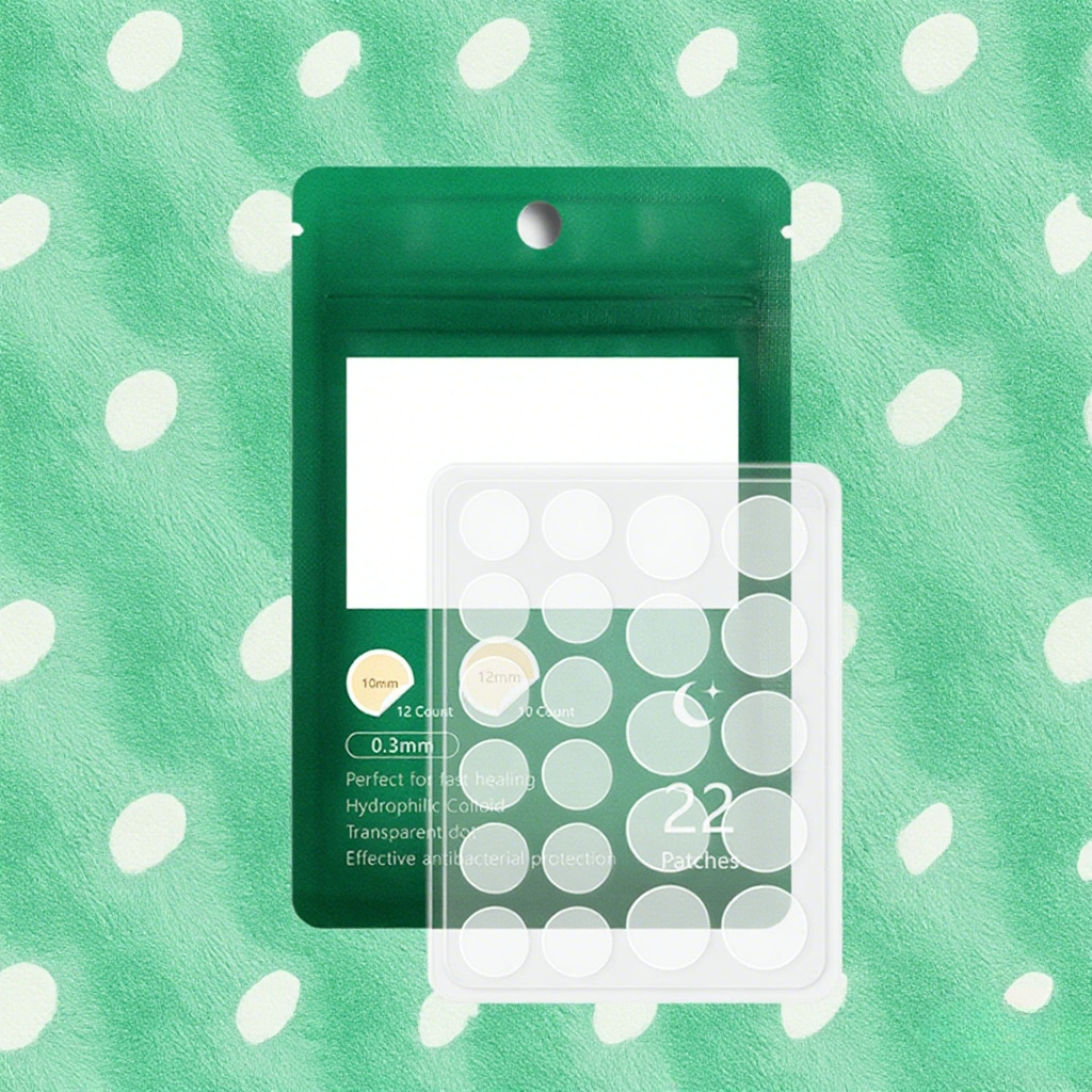 Pimple Patch для удаления прыщей, 22 патча (12мм+10мм), масса упаковки 3г/0.1 унции, размер упаковки 135*100*10мм/5.31*3.93*0.39 дюйма, набор в упаковке: 1 упаковка патчей для прыщей