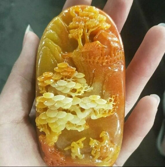 Нефритовая резьба Юньнань, желтый нефрит, художественный пейзаж, ручной орнамент, маленькая декоративная вещь для дома, подарок для пожилых людей, ручная резьба