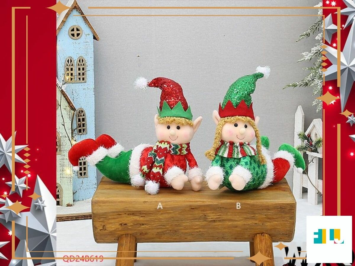 Мягкая игрушка Эльф под елку 32 см, новогодний декор, плюшевая фигурка — фото 1