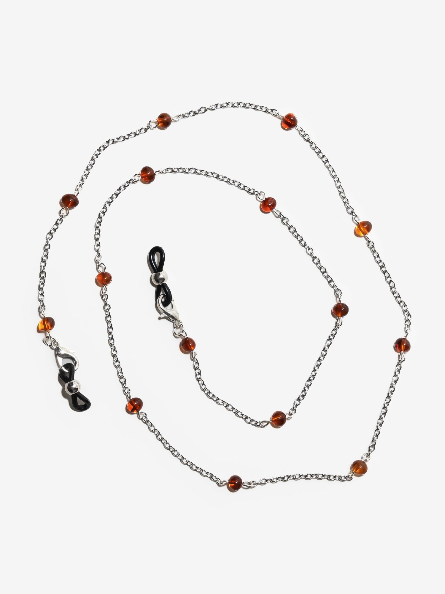 Держатель для очков с цельным янтарем, длина 70 см. Цепочка для очков натуральный камень