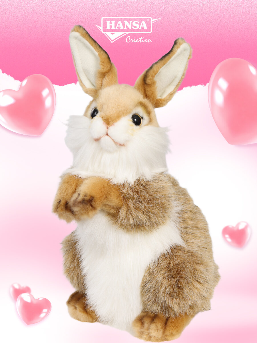 Реалистичная мягкая игрушка Hansa Creation, 3316З Кролик, рыжий, 30 см
