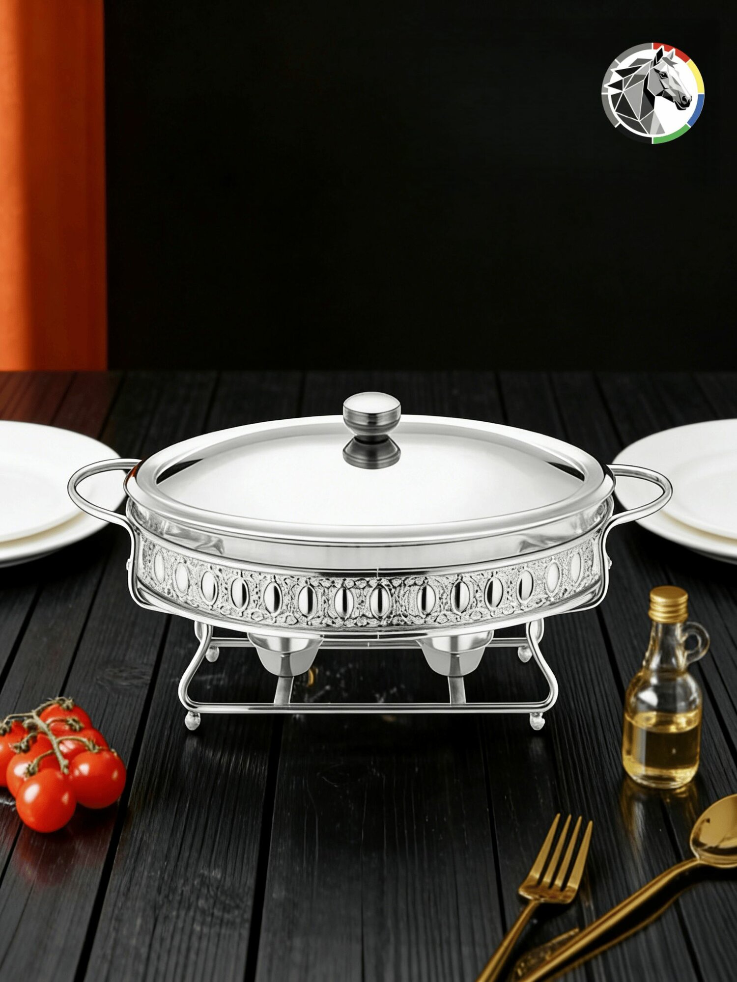 Мармит с подогревом от свечи овальный из нержавеющей стали 3 литра