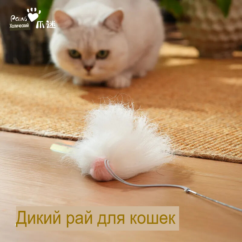 Cat funny cat stick длинный шест выдвижная анти-скучная игрушка для кошек белая забавная кошачья палочка