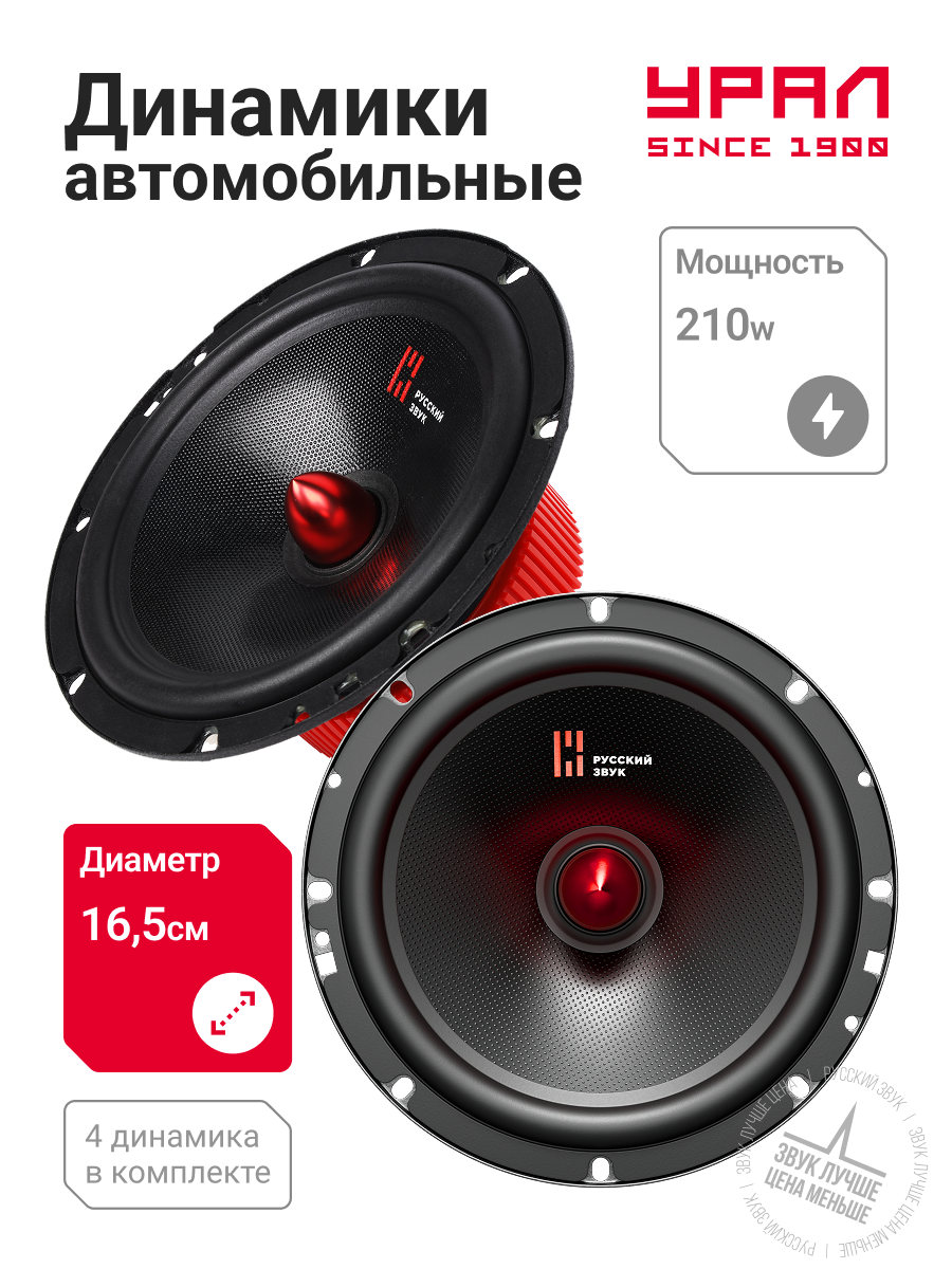 Автомобильная акустика Урал, АК, компонентная, полоса 45-22000, 90-210Вт