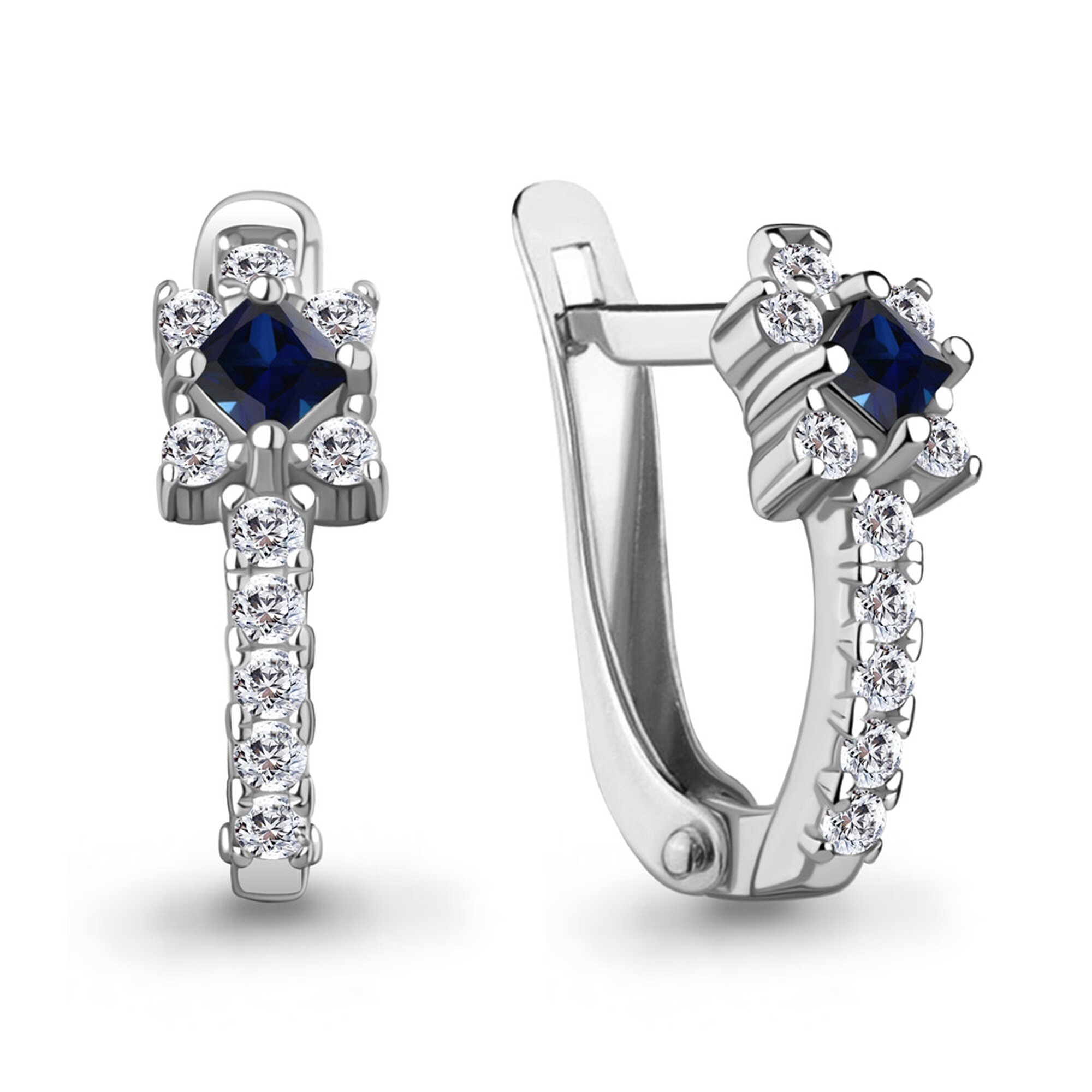 Серьги, серебро, 925 проба, родирование, фианит