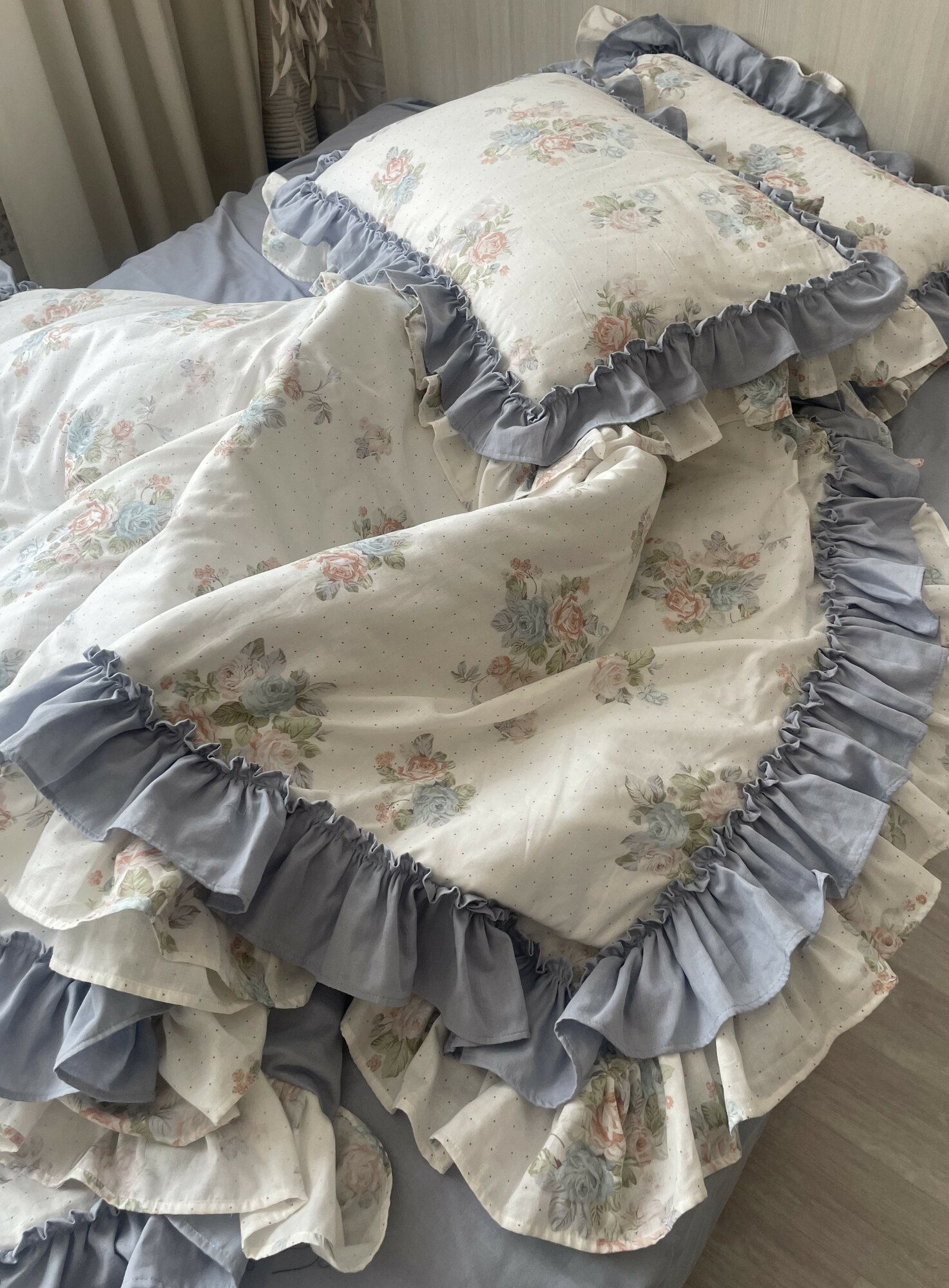 Комплект постельного белья "Двойная нежность", двухслойный хлопок евроразмер