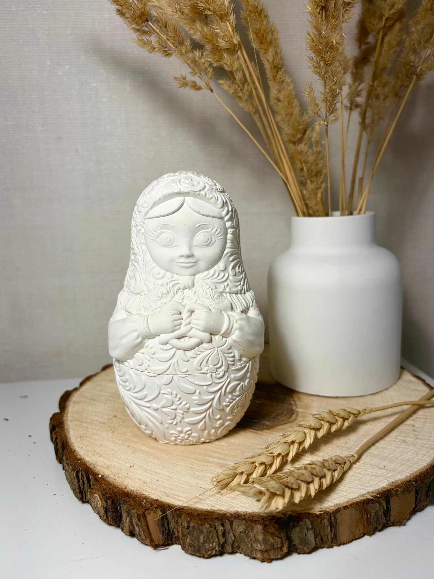 Матрешка - шкатулка с крендельком для росписи