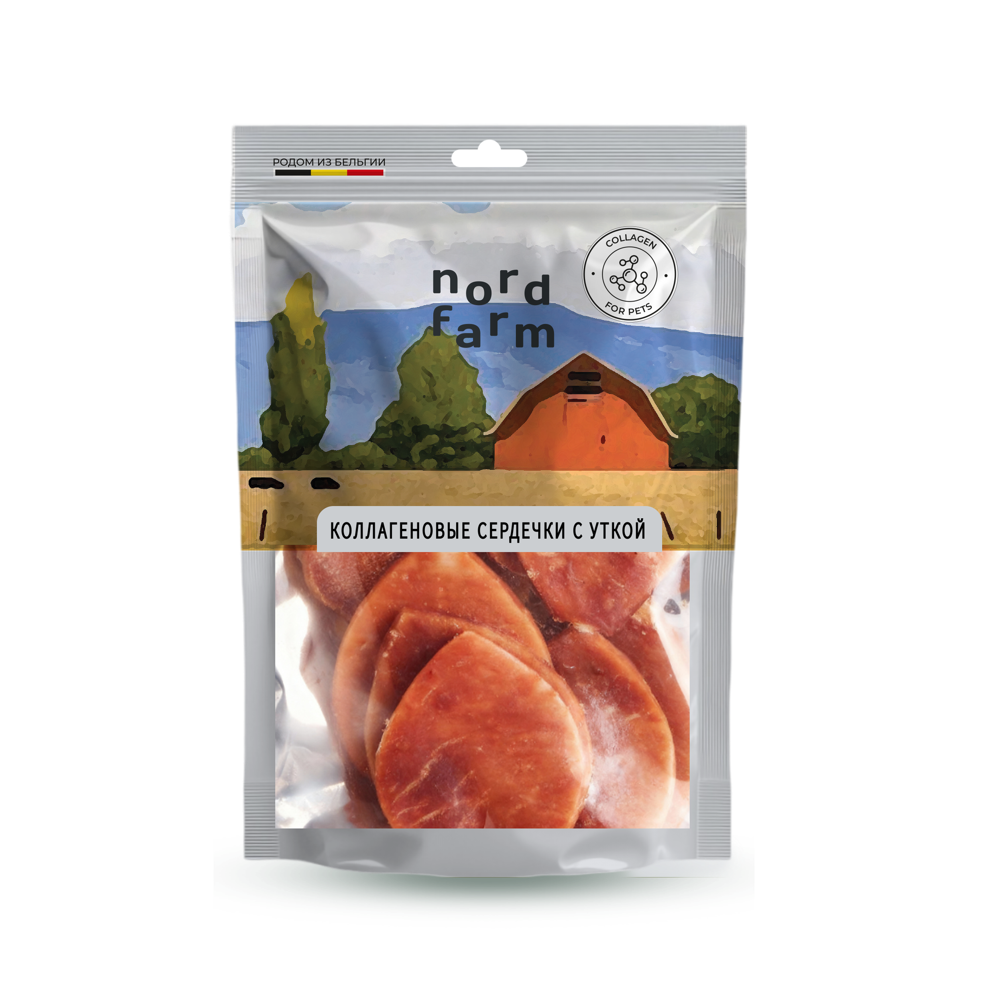 Лакомства для собак NORD FARM "Коллагеновые сердечки с уткой", для собак, 90 гр, 1 уп