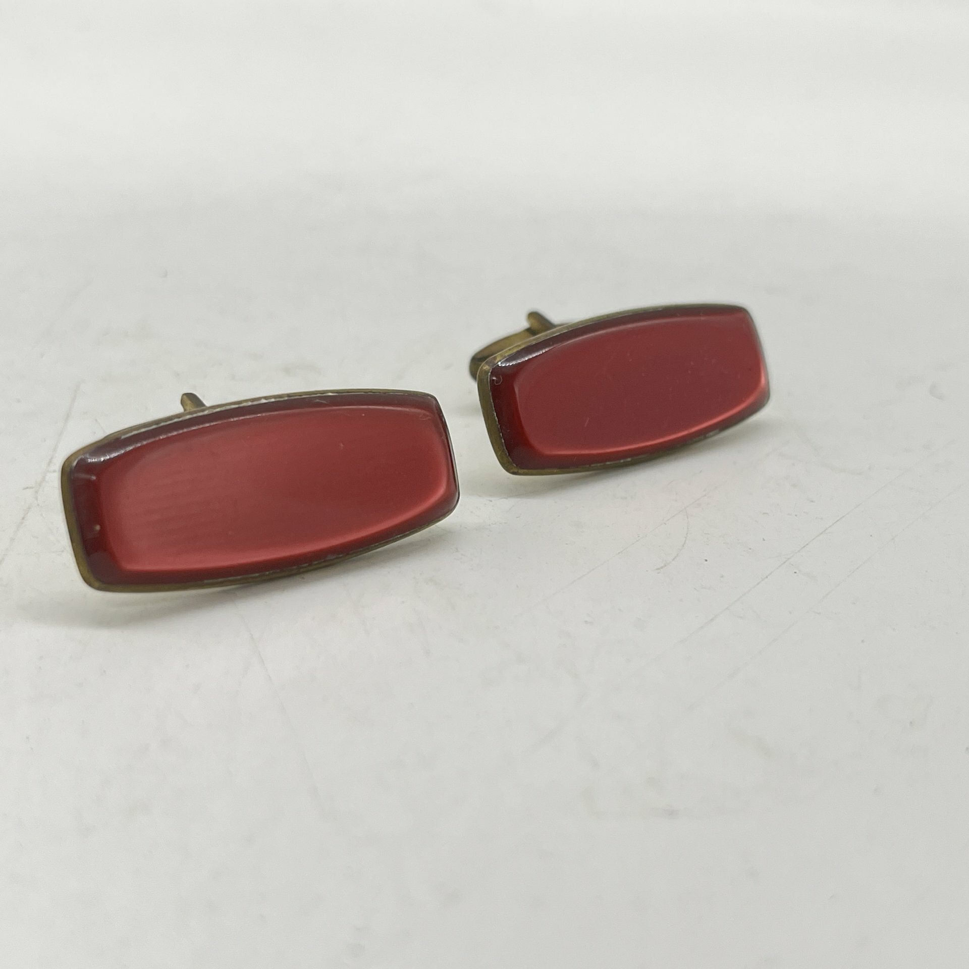 Запонки винтажные в малиновом оттенке, металл, пластик, СССР, 1970-1990 гг.