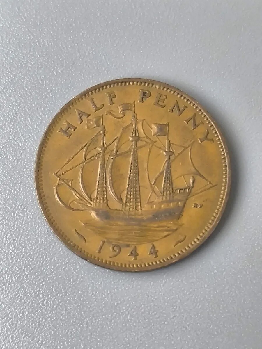 Монета 1/2 пенни Великобритания 1944 г.
