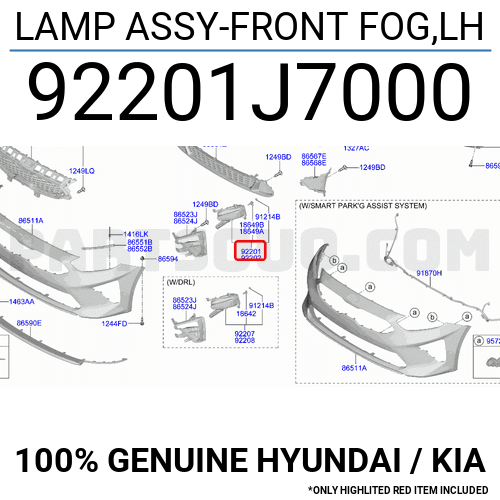 ПТФ передняя левая/K LAMP ASSY-FRONT FOG
