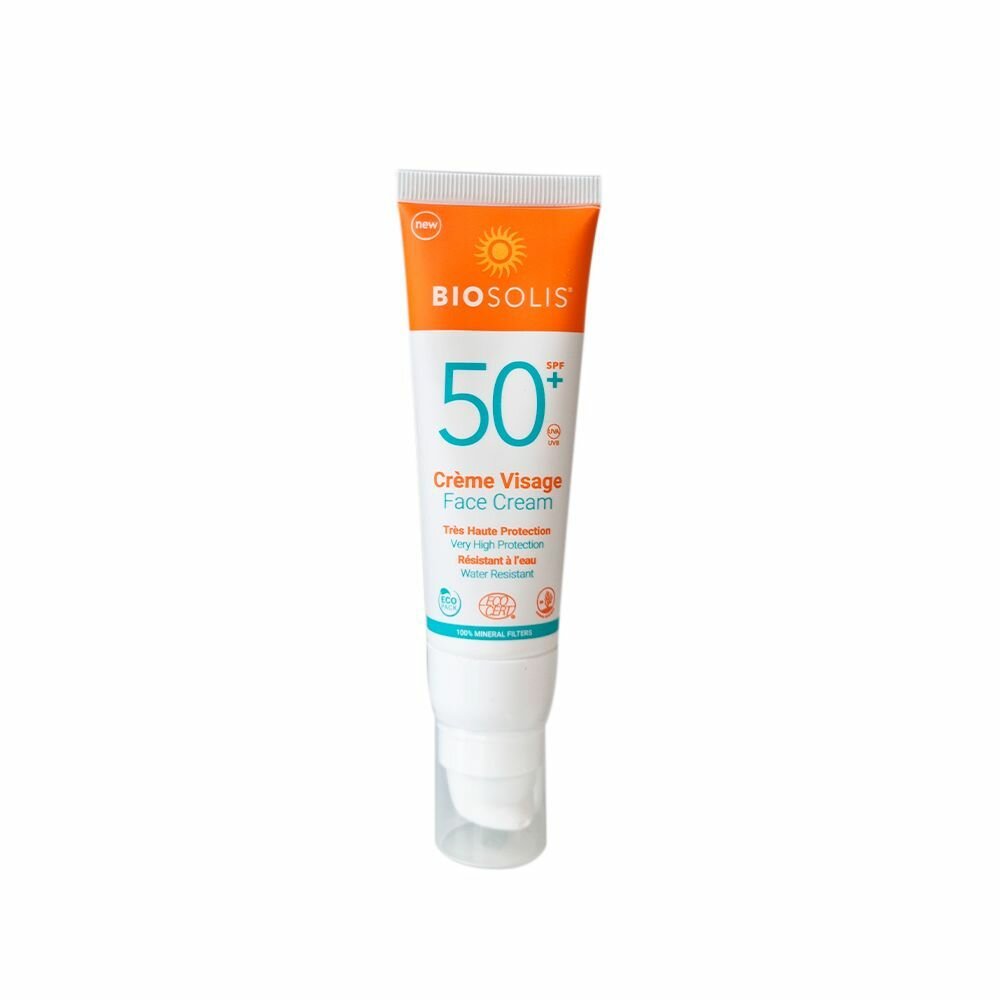 Солнцезащитный крем для лица SPF50+, натуральный, BIOSOLIS, 50 мл