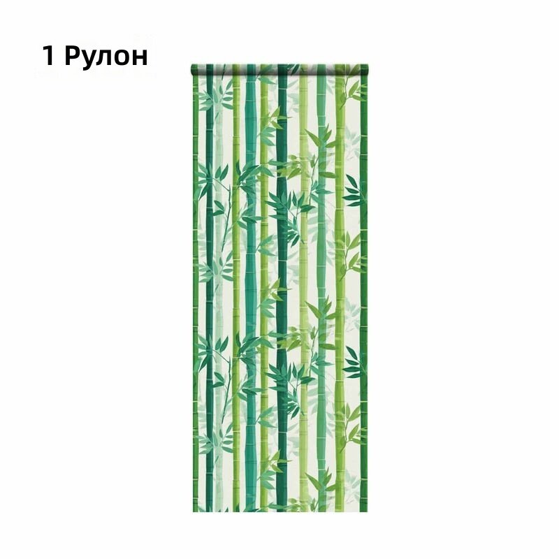 Самоклеящиеся обои 2D из ПВХ, плоская съемная наклейка на стену, размер 40х300 см, узор «бамбуковый лес», зелёный тон, минималистичные линии, для гостиной, кухни, ванной и спальни