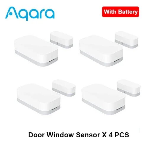Датчик двери/окна Aqara Door Window Sensor Mini Zigbee с функцией дистанционного управления, сигнализацией, охраной, умный датчик двери для Xiaomi Mi Home Apple Homekit - Датчик двери 4 штуки
