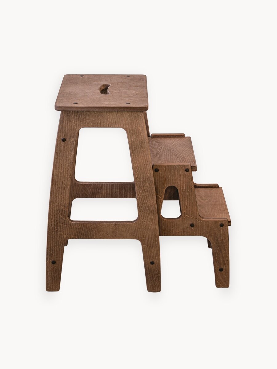 Табурет-стремянка Glider для дома складная, деревянная, цвет коричневый орех