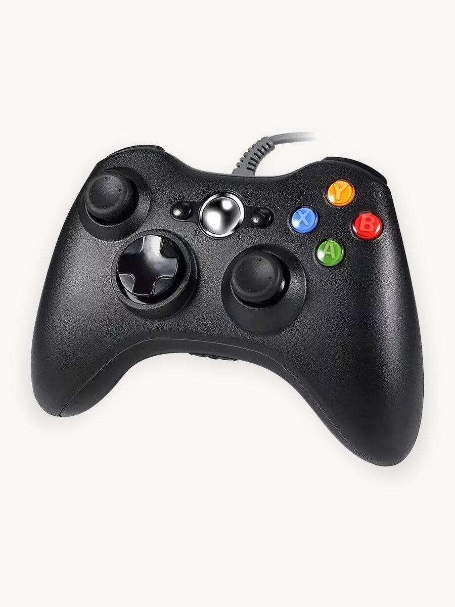 Геймпад джойстик для Xbox 360 и ПК, проводной, черный, USB, 2 м.
