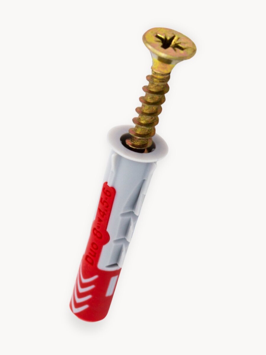 8x40 мм + шуруп, 4шт, DUOPOWER дюбель fischer универсальный, высокотехнологичный, двухкомпонентный нейлон