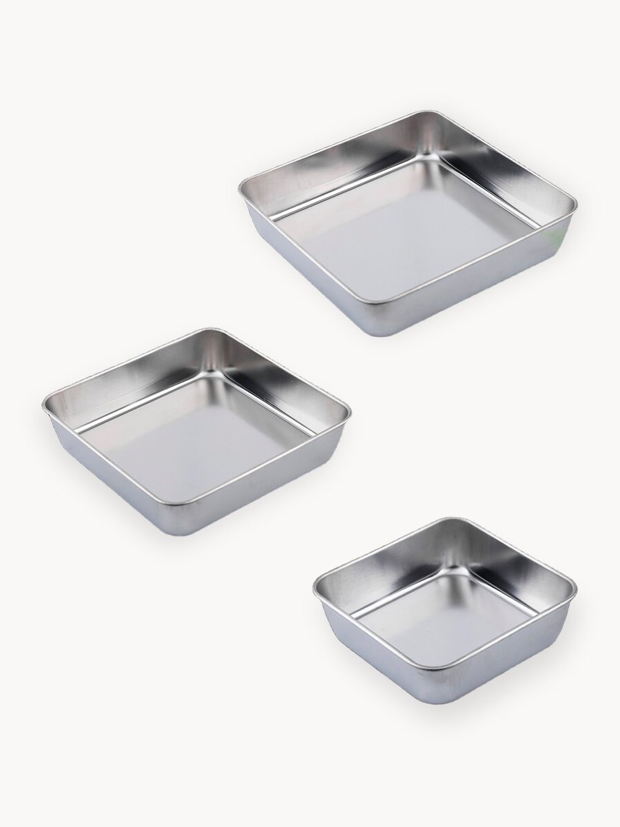 Противни из нержавеющей стали с решетками крышками, набор