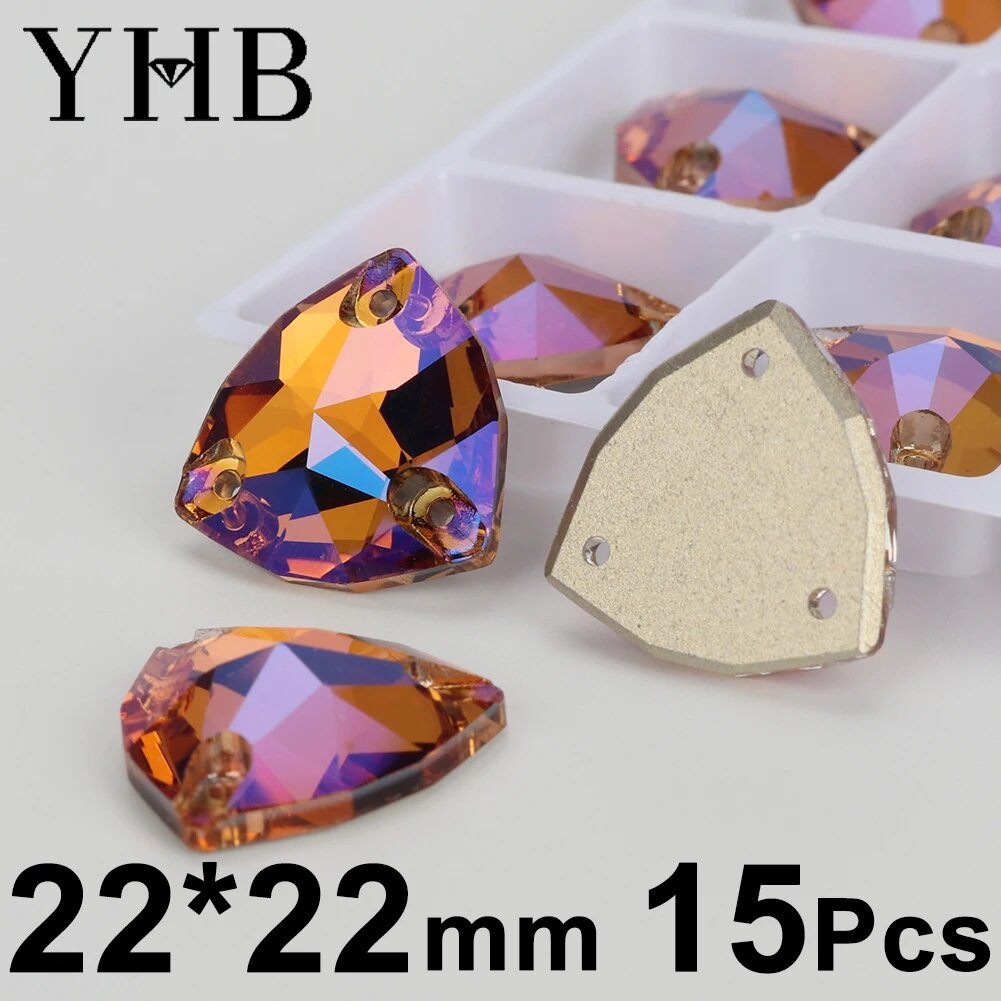 Стразы YHB Smoked Topaz Moonlight XIRIUS Cosmic Drop Glass Fat Triangle 22mm