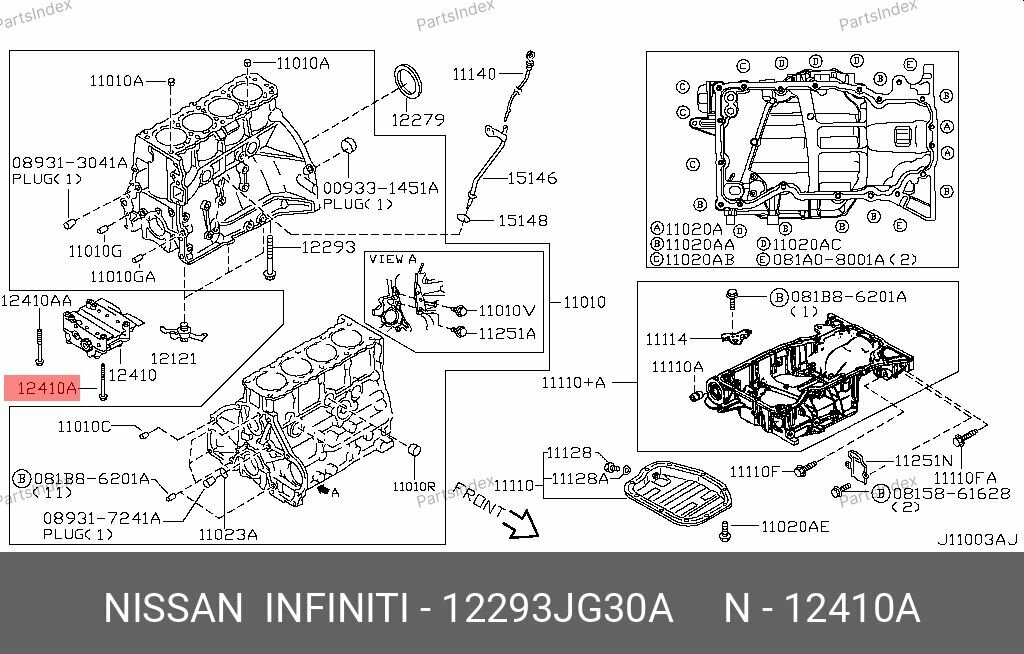 Бoлт автомобильный, NISSAN 12293JG30A