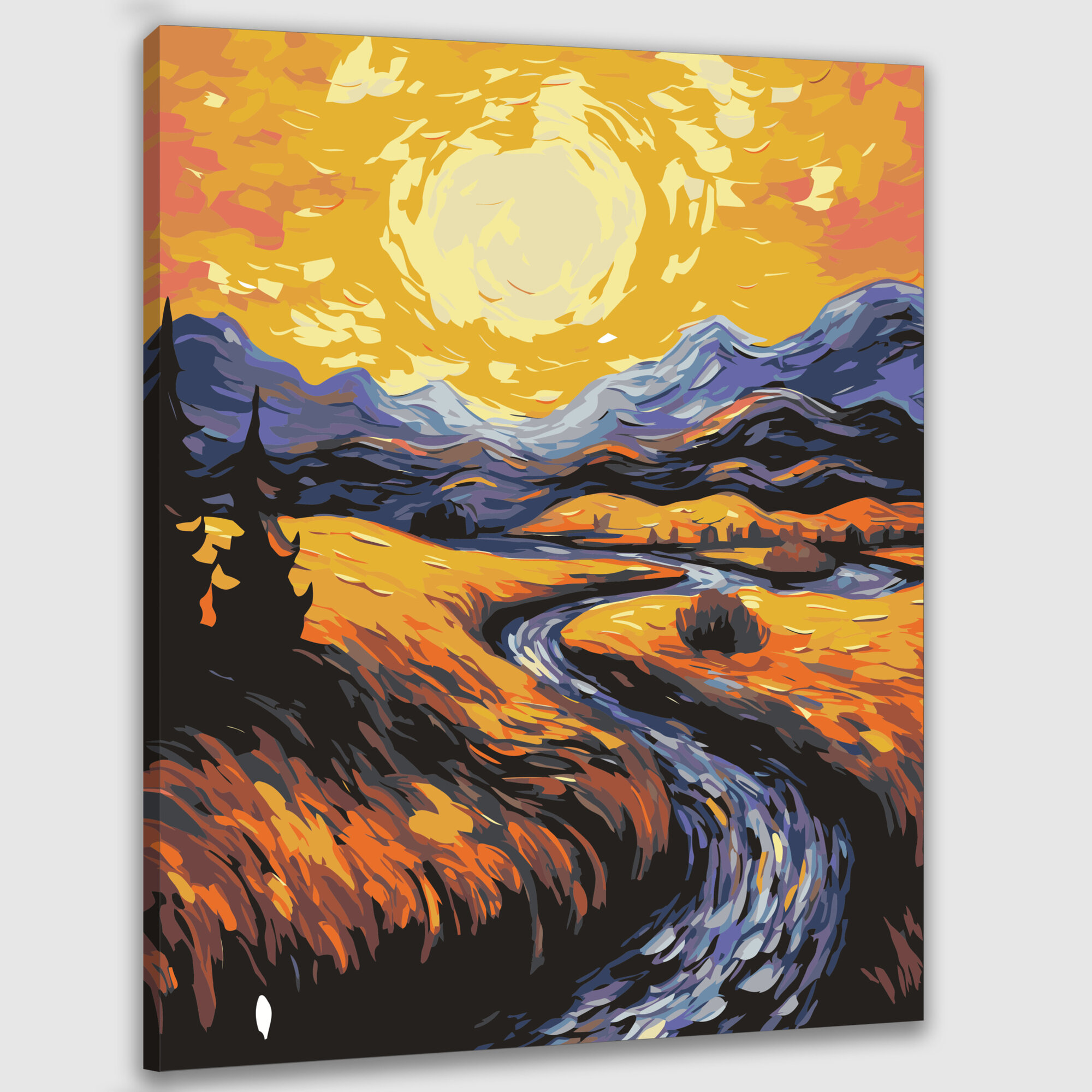 Картина по номерам 40x50 см, Ван Гог, живой пейзаж, закрученные мазки, смелые краски, яркая цветовая палитра